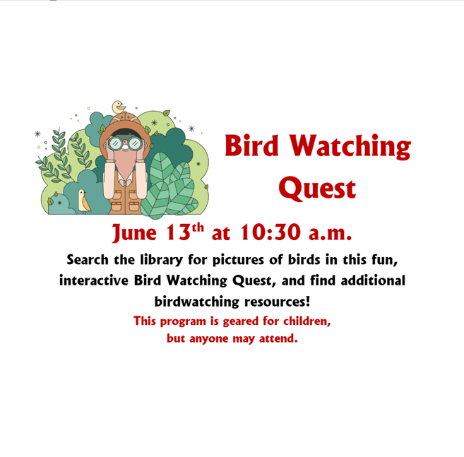 Bird Watching Quest in the Library - St. Marys Community Public Library