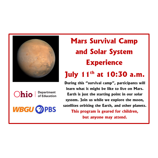 Mars Survival Camp and Solar System Experience - St. Marys Community Public Library