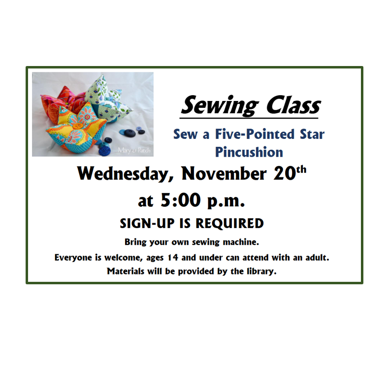 Sew a Five-Pointed Star Pincushion - St. Marys Community Public Library